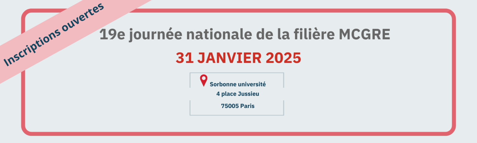 📢 19e journée nationale de la filière MCGRE - INSCRIPTIONS OUVERTES ...